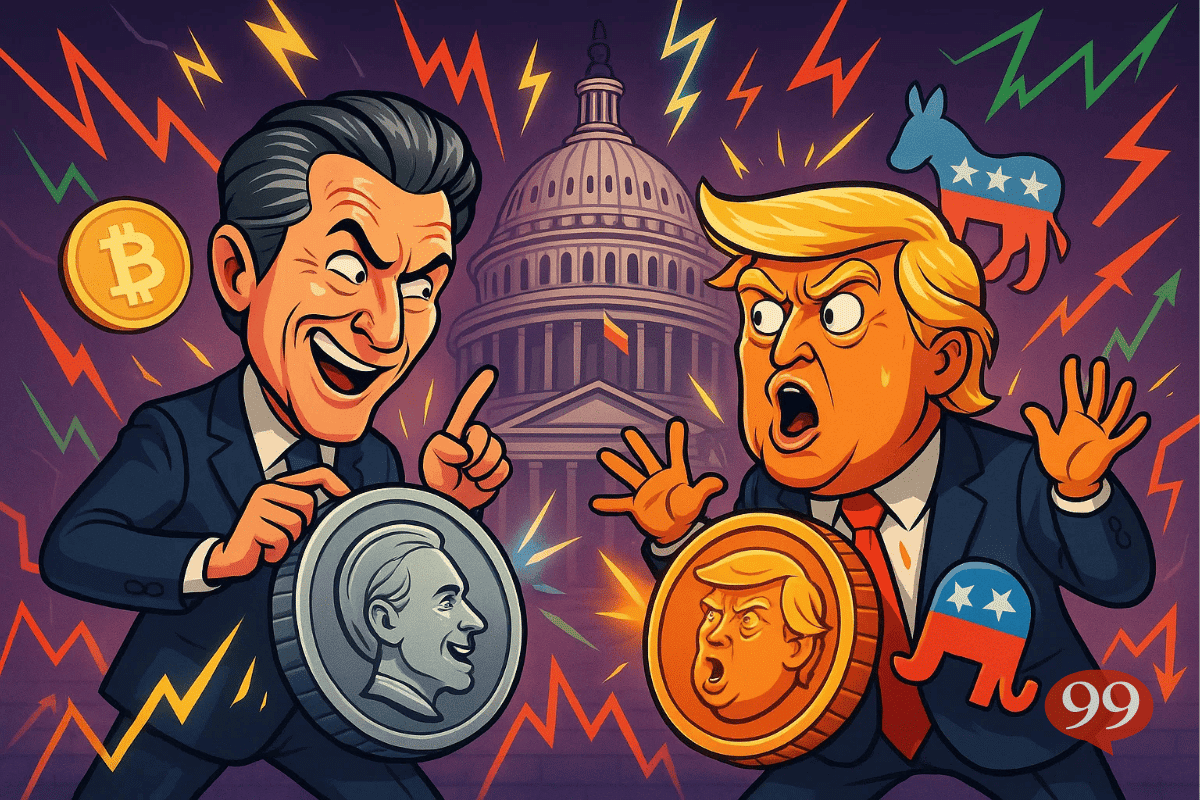Meme coin Newsom contre Trump : satire, crypto et luttes politiques